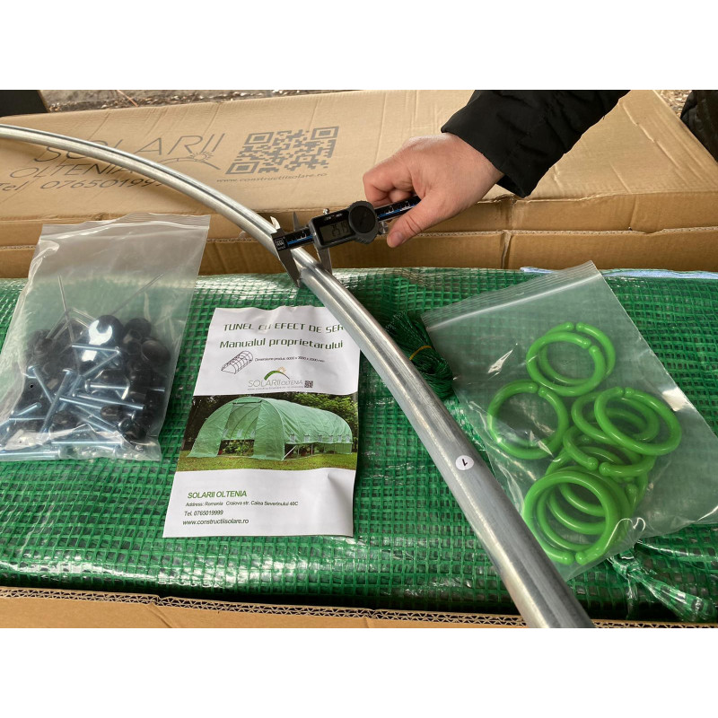Solar gradina cu schelet metalic 10x 3 m cu ferestre de aerisire